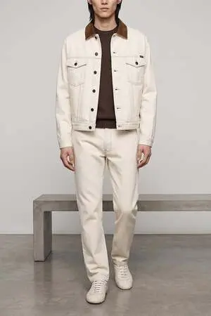 Prada Denim Jacket With Leather Collar