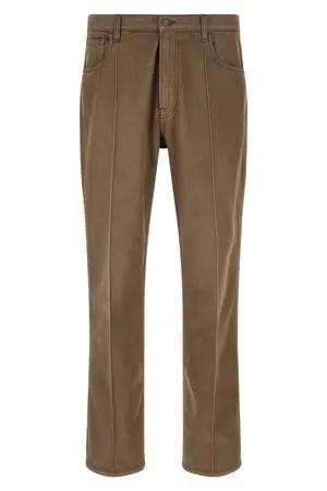 Prada Denim Trousers With Center Seam - Brown