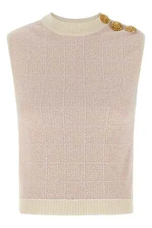 Balmain Sleeveless Gilet With Sculptural Buttons - Pink
