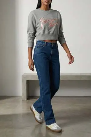 Balmain Cropped Sweatshirt With Textured Logo