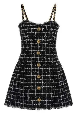 Balmain Tweed Dress With Chain Straps