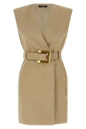 Balmain Mini Dress With Gold-tone Logo Buckle
