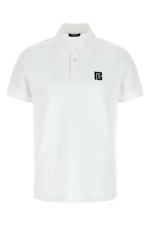 Balmain Cotton Piqué Polo With Embroidered Logo - White/black