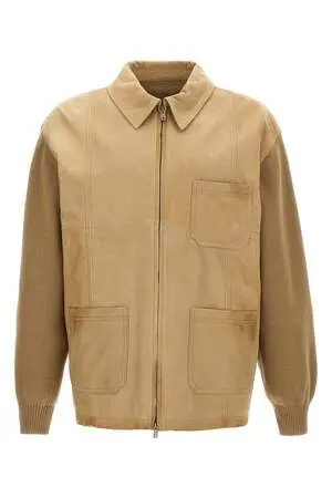GOLDEN GOOSE Nubuck 'journey' Jacket - Beige