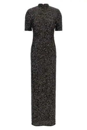 ROTATE BY BIRGER CHRISTENSEN Sequins Maxi Slit Dress - Black