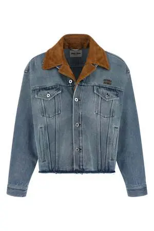 Miu Miu Denim Jacket With Suede Collar