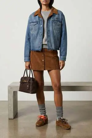 Miu Miu Denim Jacket With Suede Collar