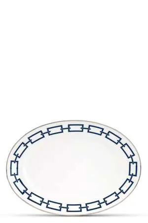 GINORI 1735 Oval Tray Platinum Detail - Blue