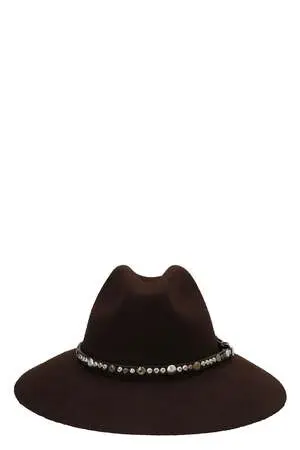GOLDEN GOOSE Fedora Hat Studded Detail - Brown
