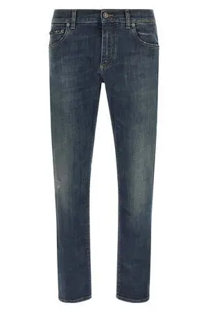 Dolce & Gabbana Slim Jeans With Metal Plaque - Blue
