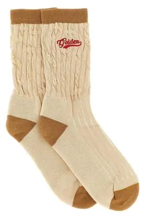 GOLDEN GOOSE Cable-knit Socks - Beige