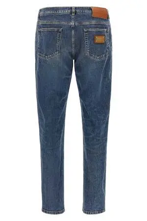 Dolce & Gabbana Slim Fit Jeans With Logo Plaque