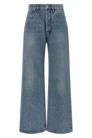 Miu Miu Washed Denim Jeans With Embroidered Logo