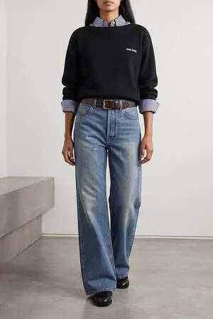 Miu Miu Washed Denim Jeans With Embroidered Logo