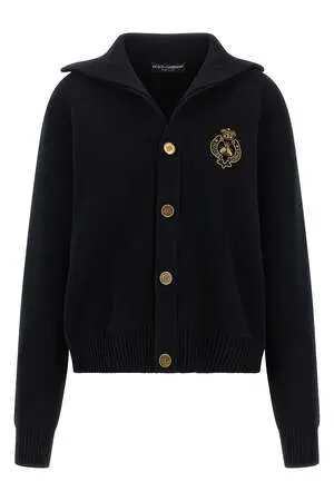 Dolce & Gabbana Embroidered Virgin Wool Cardigan - Black