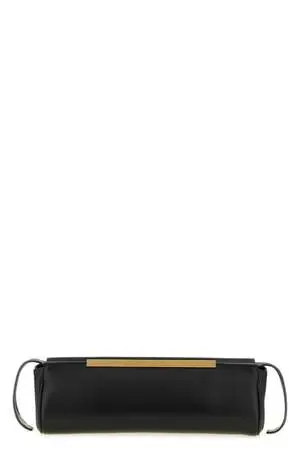 Khaite Clutch With Ribbed Gold-tone Bar - Black