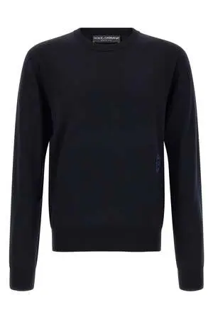 Dolce & Gabbana Heraldic Crest Knit Sweater - Blue