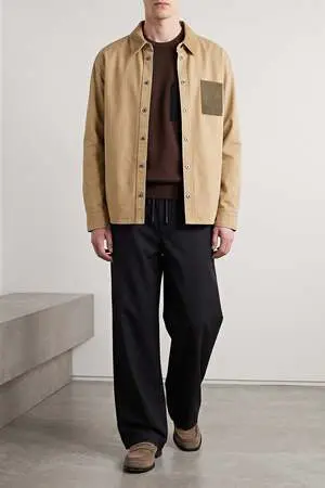 Loewe Structured Cotton Overshirt With Lambskin Anagram Pocket