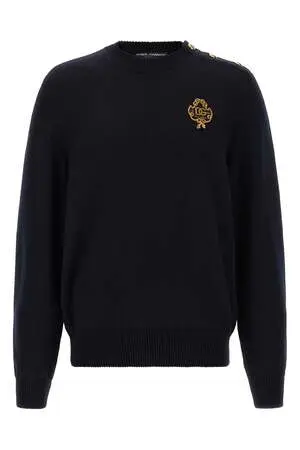 Dolce & Gabbana Embroidered Crest Sweater - Blue
