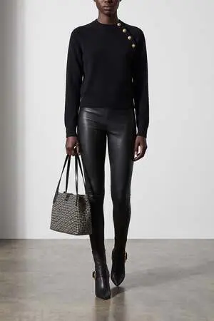 Balmain Cashmere Blend Sweater With Gold-tone Buttons