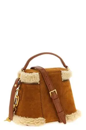Balmain Top Handle Bag Shearling Trim