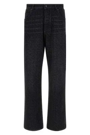 Balmain Denim Pants With All-over Monogram Pattern