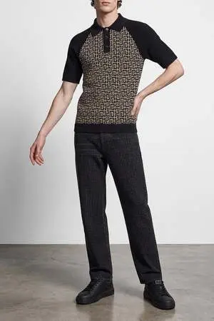 Balmain Denim Pants With All-over Monogram Pattern