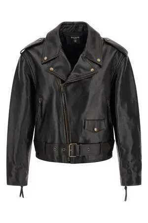 Balmain Biker Jacket Vintage Metal Hardware - Black