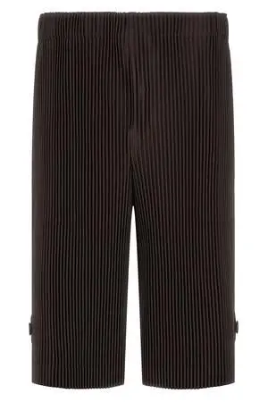 HOMME PLISSE' Homme Plissé Bermuda Shorts With Signature Pleating - Brown