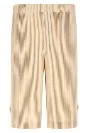HOMME PLISSE' Homme Plissé Bermuda Shorts With Adjustable Hem - Beige