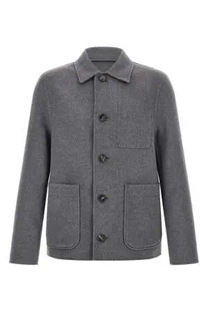 AMI Paris Grey Boxy Jacket - Gray