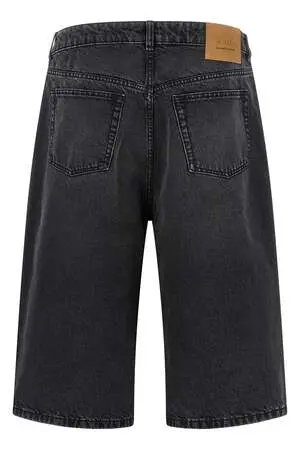 AMI Paris Denim Bermuda Shorts With Logo Patch - Black