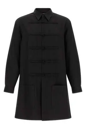 Yohji Yamamoto Wool Blouse With Frog Closures - Black