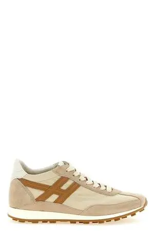 Hogan Suede And Technical Fabric Sneakers - Beige