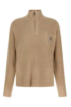 Carhartt Work In Progress Sweater 'detroit Half Zip - Beige