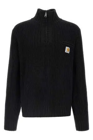 Carhartt Work In Progress Ribbed Knit Half-zip Sweater - Black