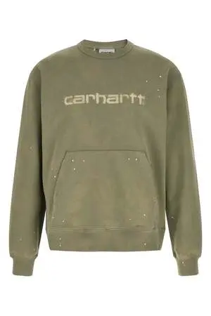 Carhartt Work In Progress Sweatshirt With Paint Splatter Details - Green