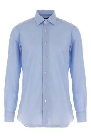 BARBA NAPOLI Honeycomb Cotton Shirt - Light Blue