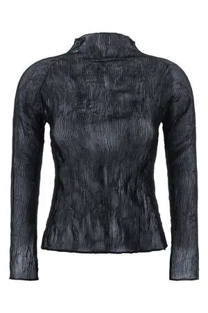 Issey Miyake Chiffon Twist 1" Top - Black