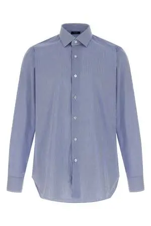 BARBA NAPOLI Striped Poplin Shirt - Light Blue