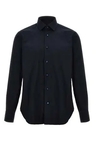 BARBA NAPOLI Popeline Natural Stretch' Shirt - Blue