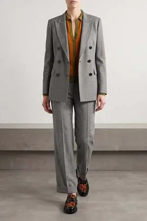 Alberto Biani Double-breasted Birdseye Blazer With Pick Stitching