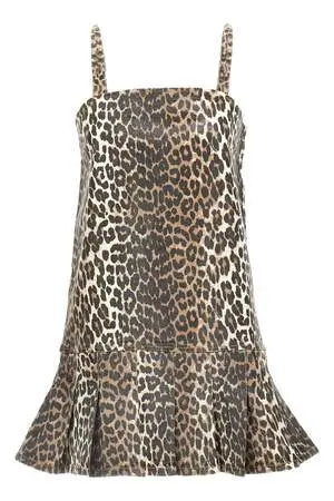 GANNI Dress 'foil Print Denim Strap