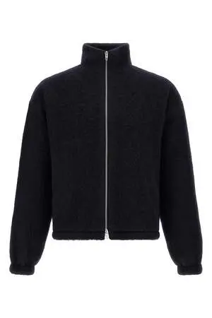 JIL SANDER Zip-up Sweatshirt With Embroidered Monogram - Blue