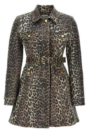 GANNI Dress 'foil Print Denim Dress - Multi