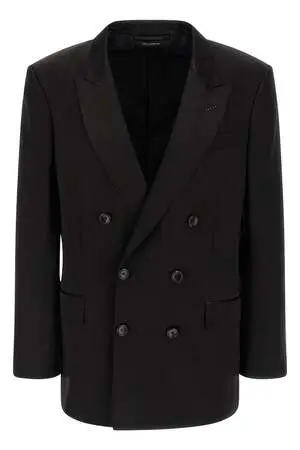 TOM FORD Double-breasted Blazer With Signature Lapel Pin