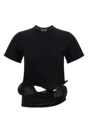 Junya Watanabe T-shirt With Sculptural Hem - Black