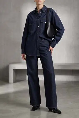 Khaite Denim Shirt With Contrast Stitching