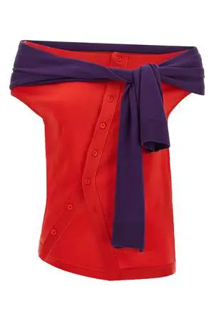 J.W.ANDERSON J. W.anderson Off Shoulder Knit Top - Red