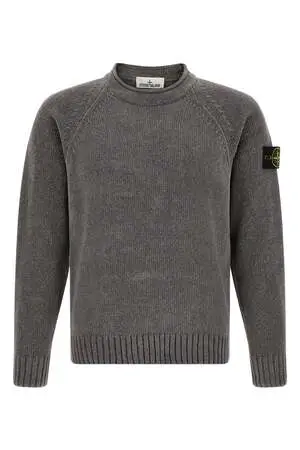 Stone Island Crewneck Sweater With Raglan Sleeves - Gray